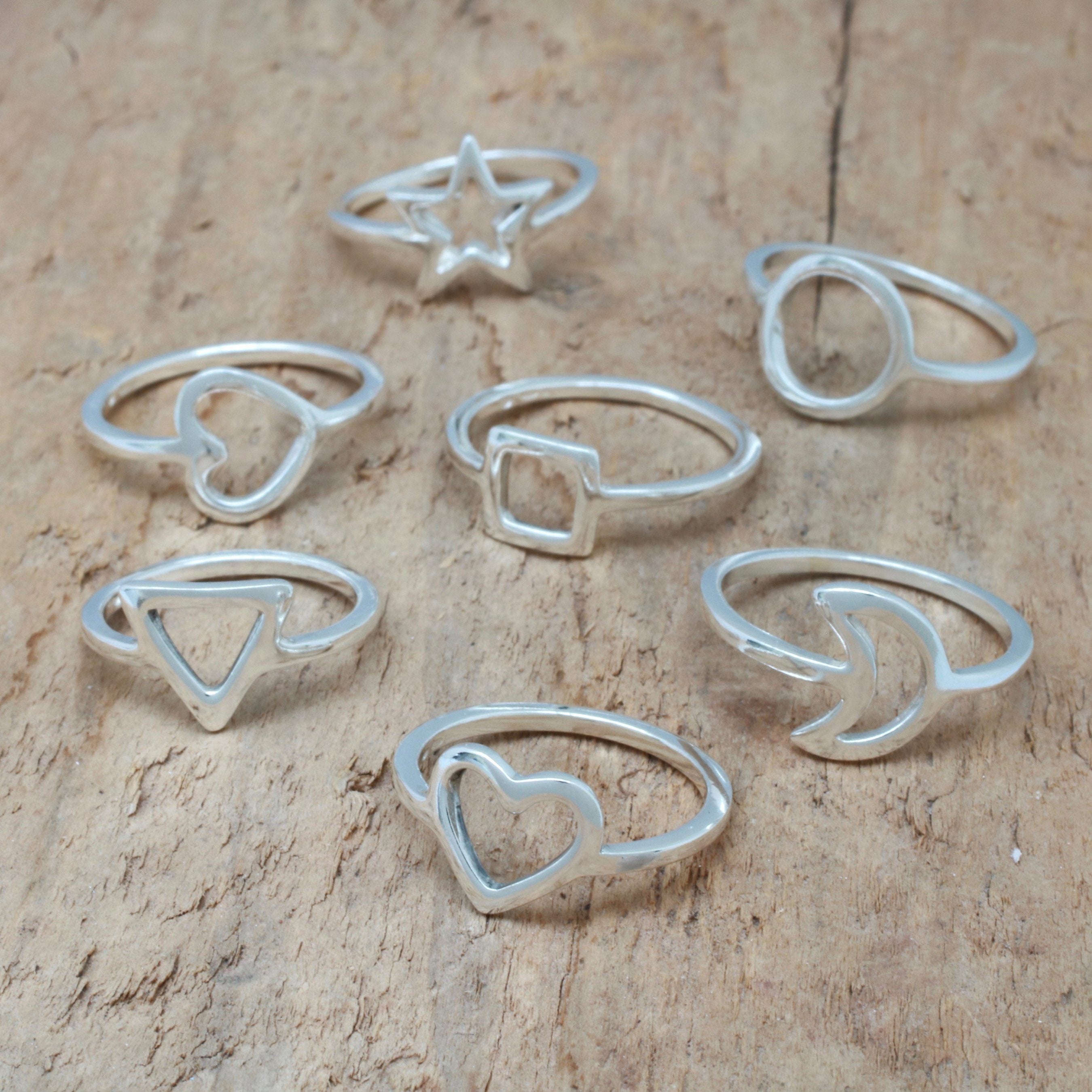 Geometric Rings. Sterling Silver Shape Rings - Louy Magroos